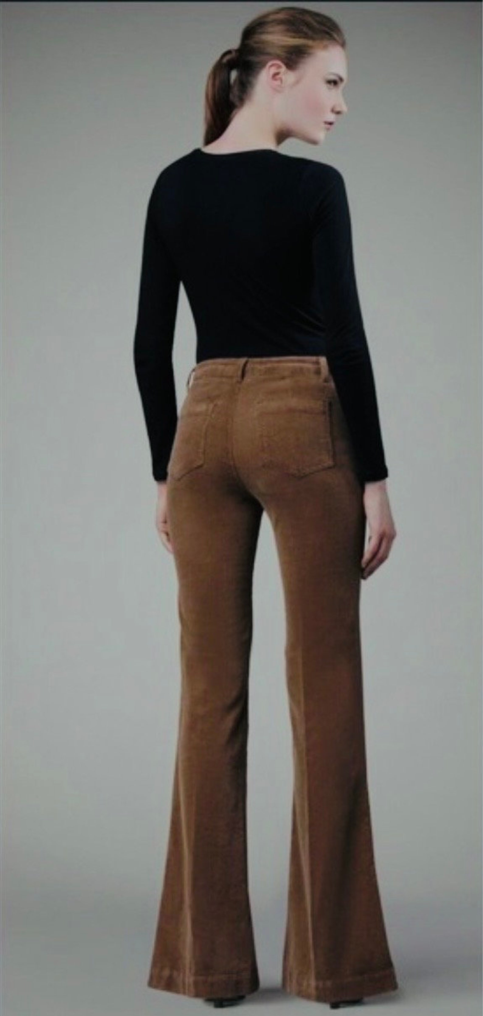 J. Brand Toffee Velvet Corduroy High Rise Bell Bottom Retro Style Flare ...