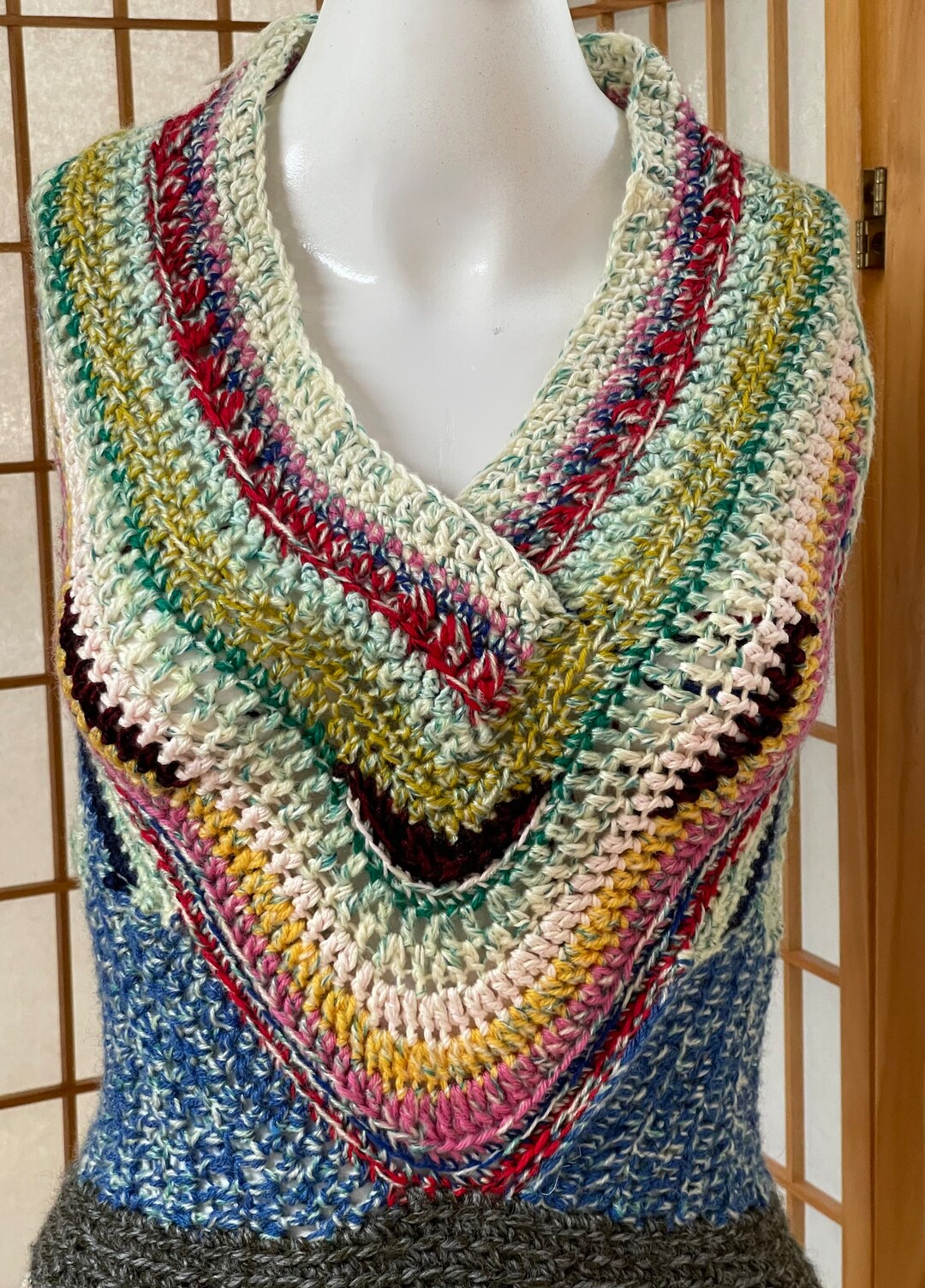 GORGEOUS Hand Knit Vintage Sleeveless Hourglass Dress / Tunic OOAK Made ...