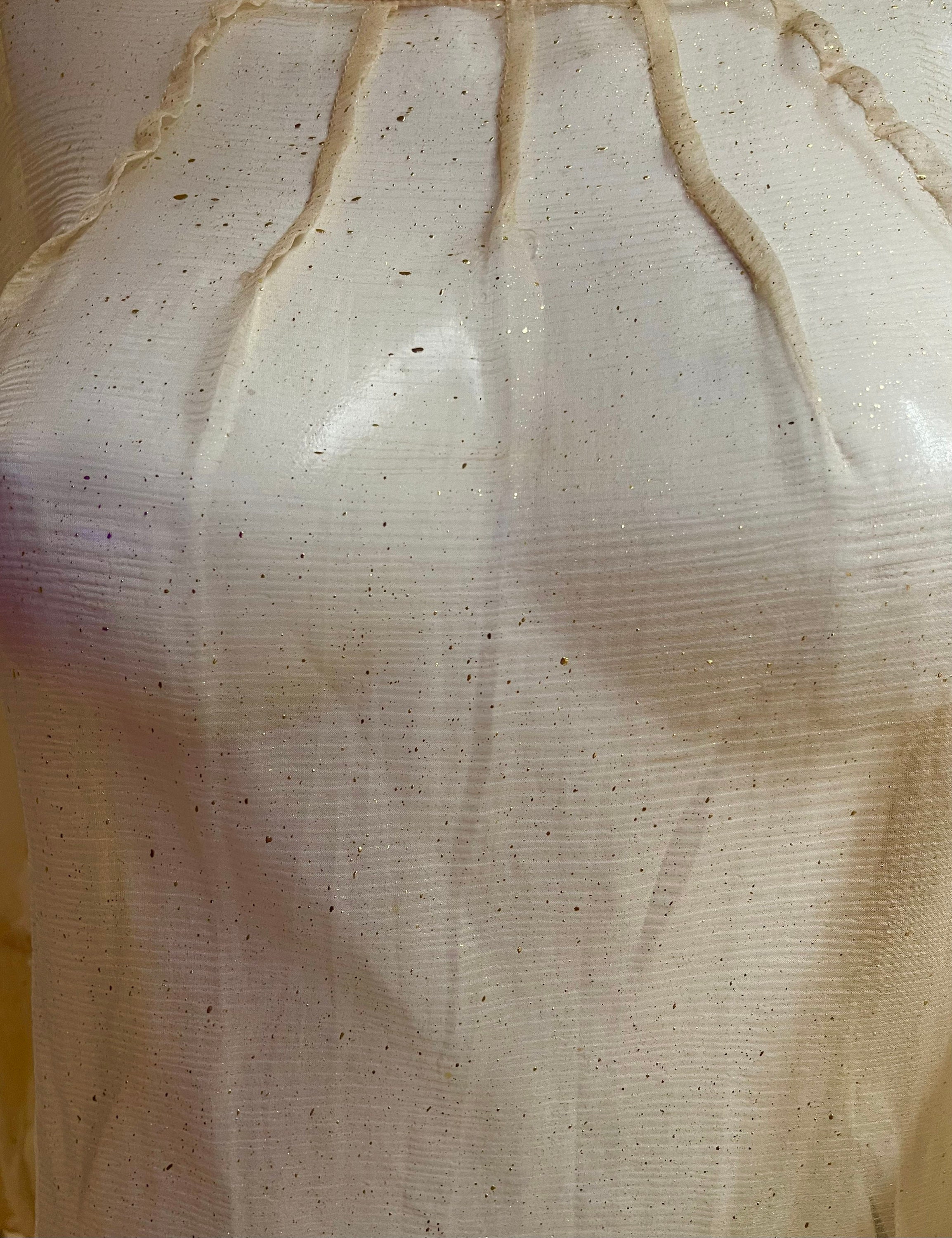 ERICA TANOV Designer Gold Flecked Gossamer Sheer Gold Smock Top Sparkle ...