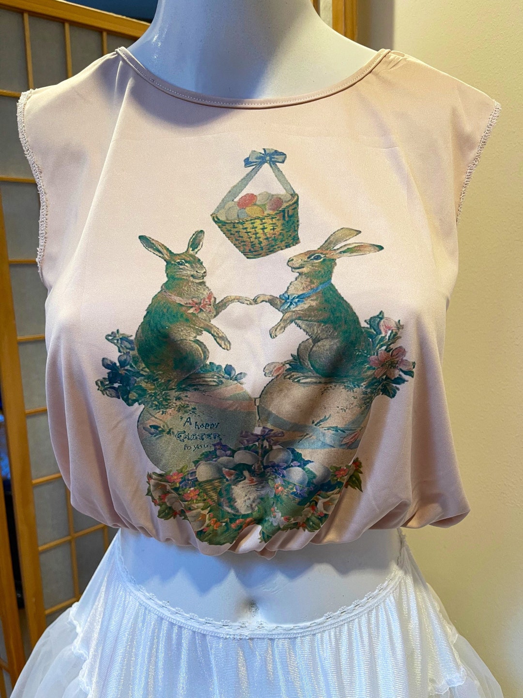 OOAK Upcycled Crop Top Bunnies Smol Kitteh Small Kitten Victorian ...