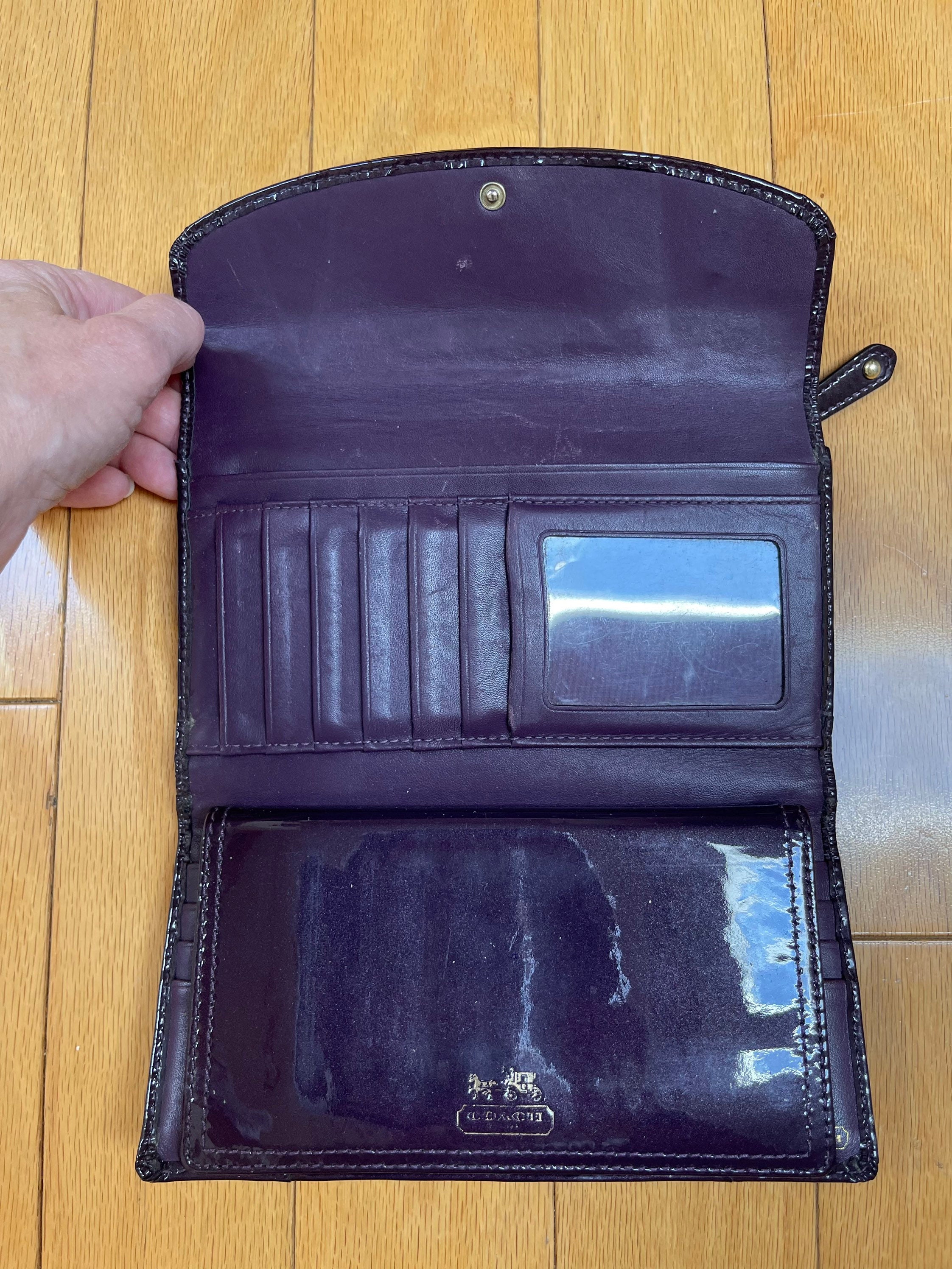 RARE Vintage Coach Plum / Deep Grape Patent Leather Ladies Trifold ...