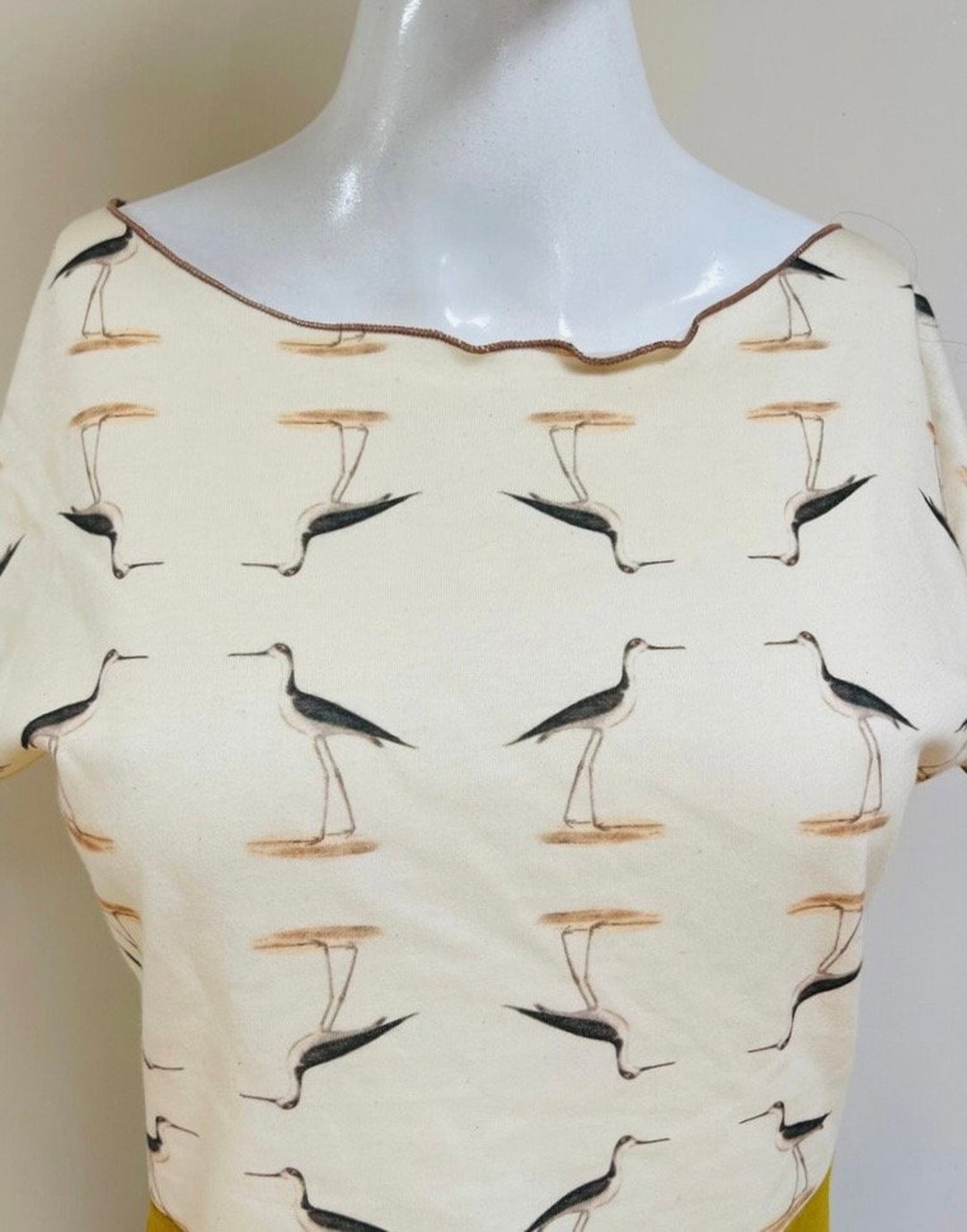 Lovely Sandpiper Birds Pullover Handmade OOAK Stretchy Colorblock Top ...