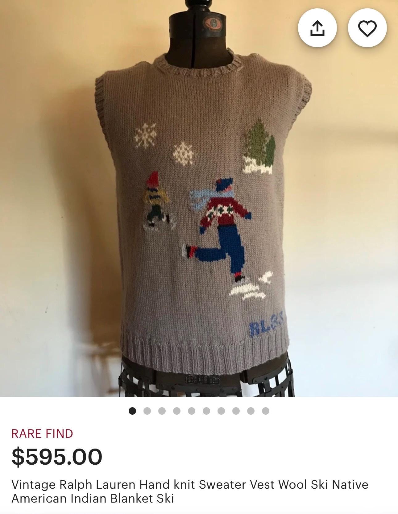 RARE Vintage Ralph Lauren Winter Theme Lambs Wool Hand-knit Intarsia ...