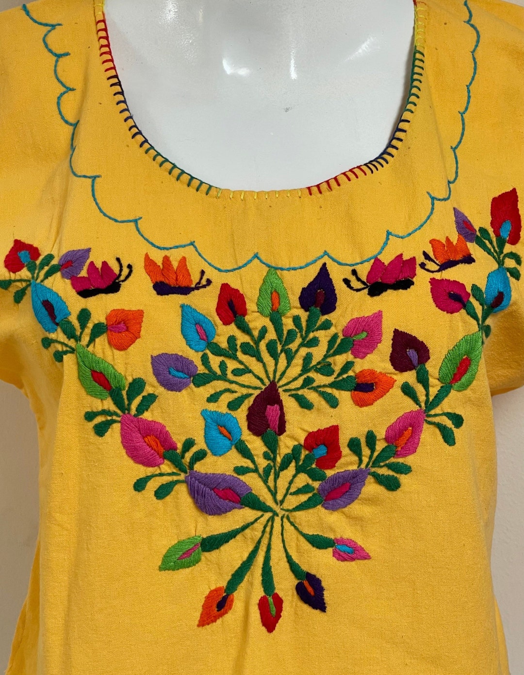Handmade Mexican Oaxacan Huipil Indigenismo Blouse Cantelope Color ...