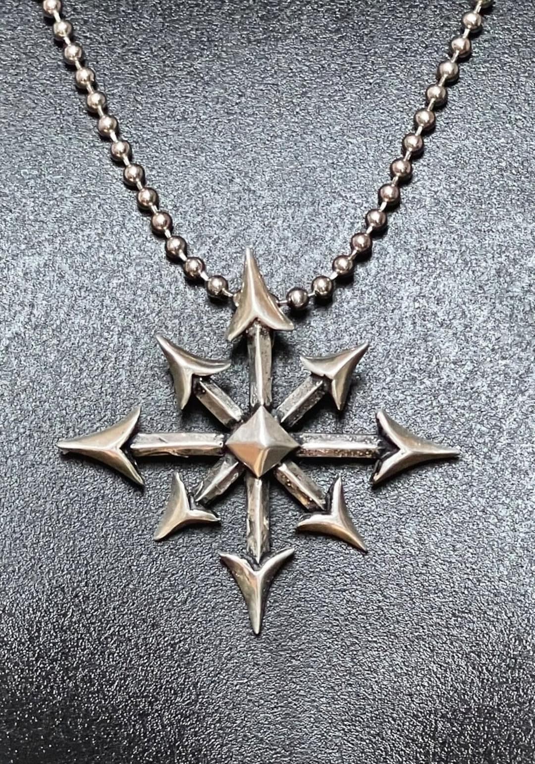 Vintage 80s Silver Chaos Star Pendant Necklace Handforged Symbolic ...