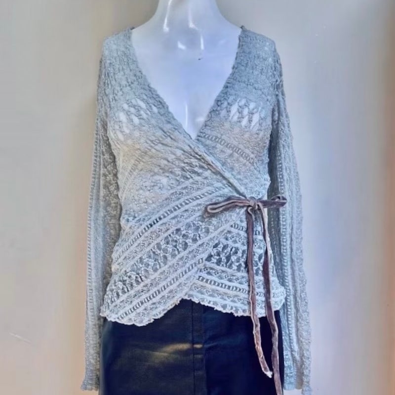 Grey Wrap Top - Etsy