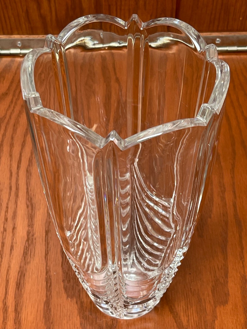 Gorgeous Deep Faceted Crystal Glass Vase Heavy Weighted Unique ...
