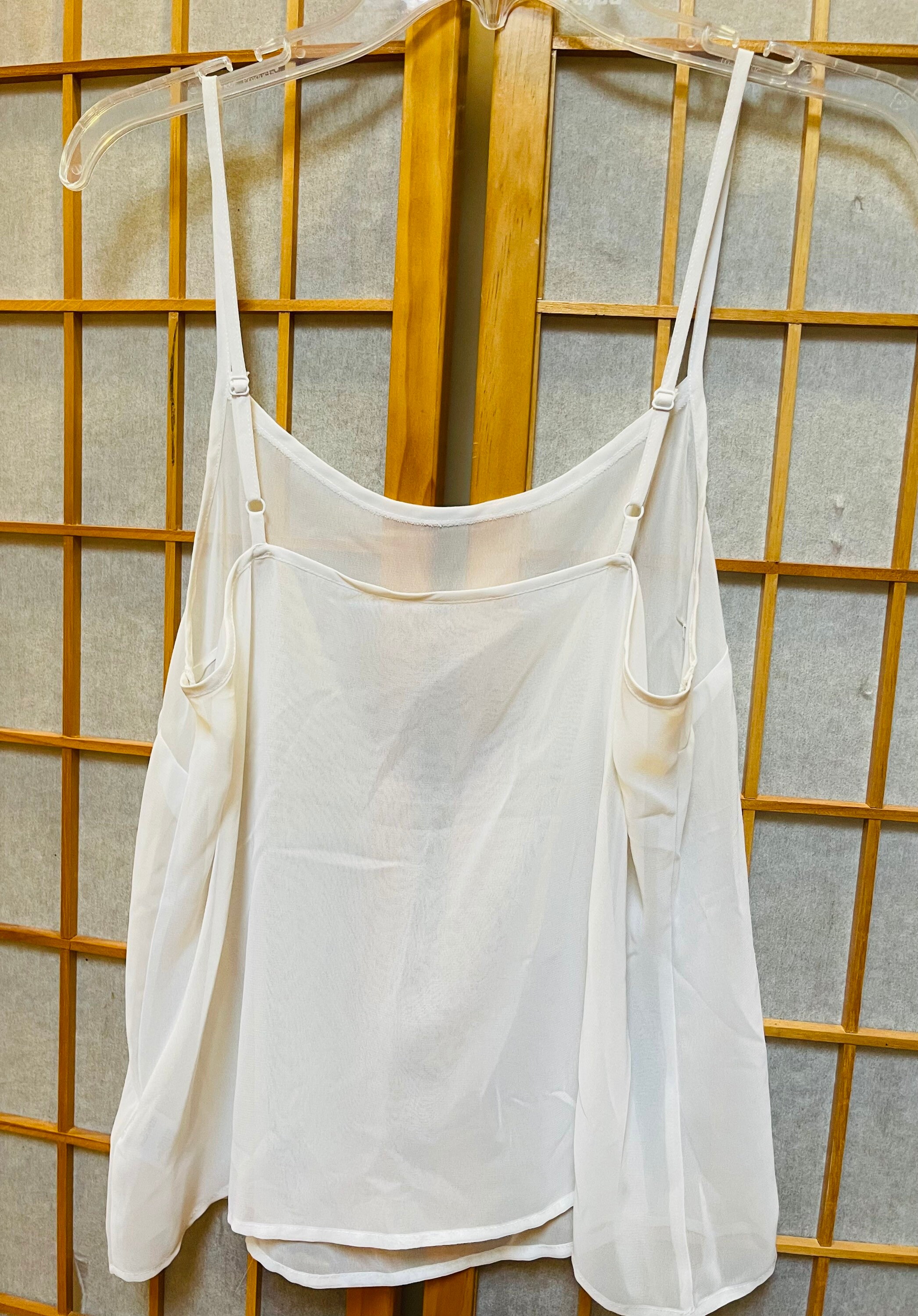 Vintage Floaty Tissue Thin Gossamer Light Sheer White Camisole Top Sexy ...