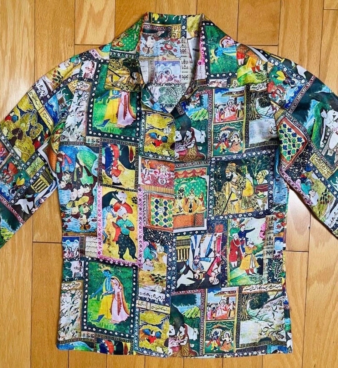 Amazing 70s East India AOP All Over Print Handmade Pointy Collar ...