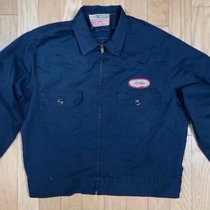 Vintage 1950s Mechanics Jacket Dark Blue Large Back Patch Front Pocket ...