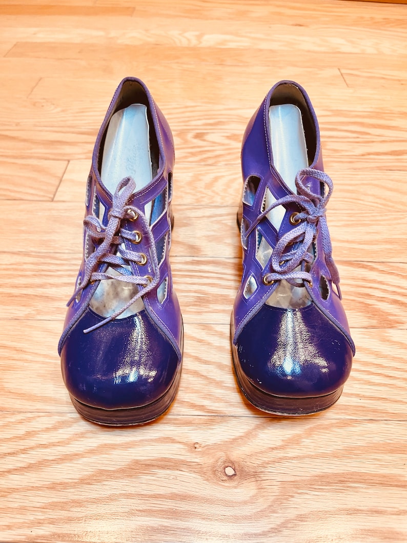 70s Sears Purple Platform Cutout Disco Pimp Lace up Shoes Sears the ...