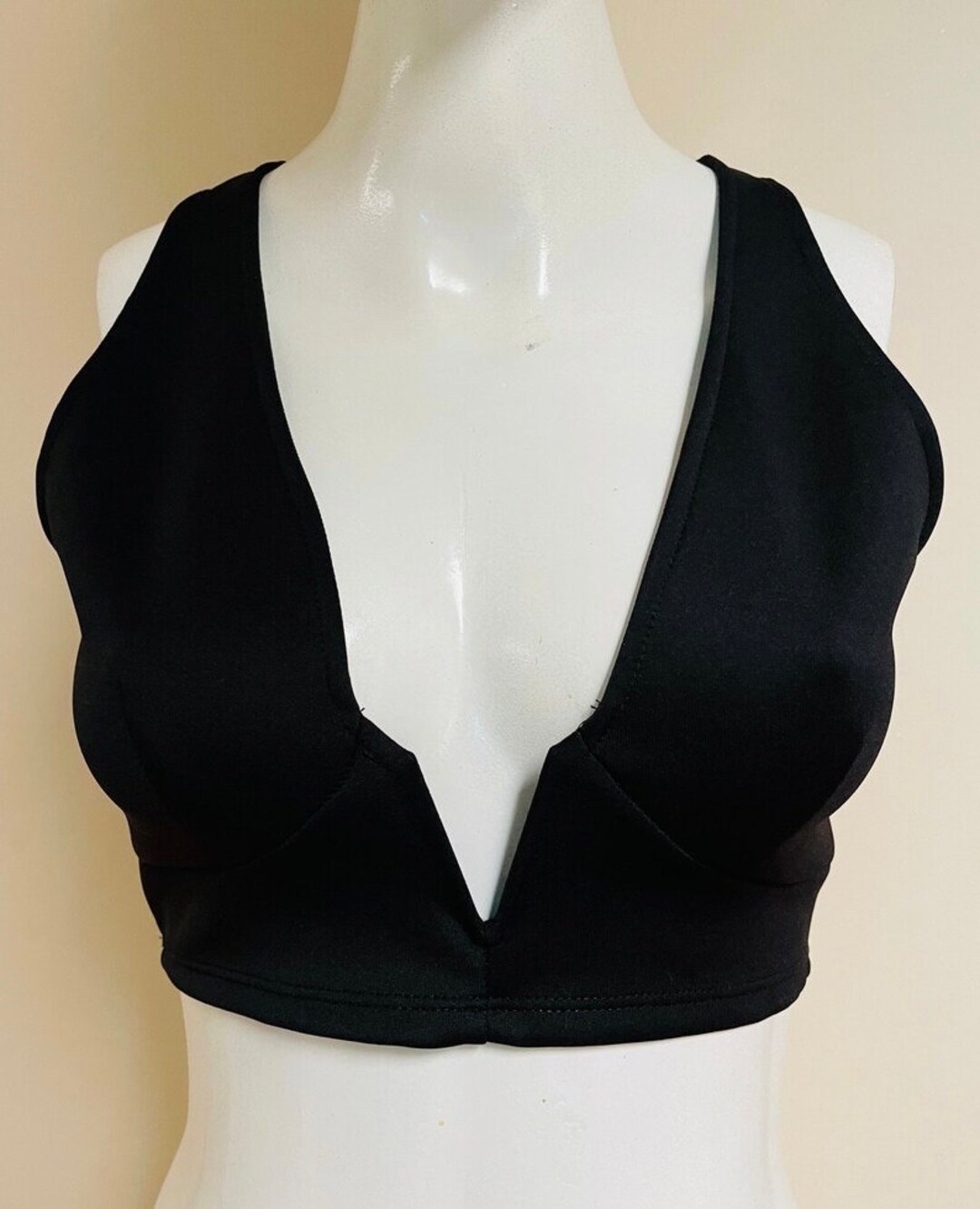 Sexy Flirty Black Deep-v Bralet Racerback Super Flattering Undergarment ...