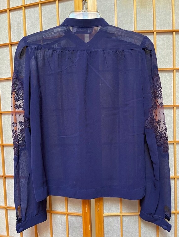1970s Albert Nipon for I. Magnin Sheer Navy Ladies Bu… - Gem