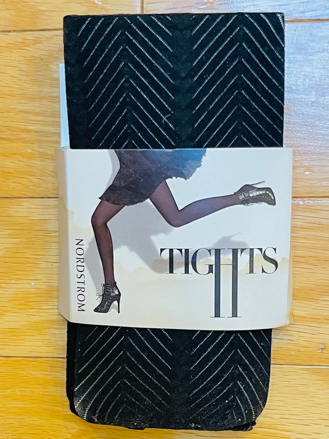 90s Nordstroms Black Chevron Tights Size Medium / Large Deep Black ...