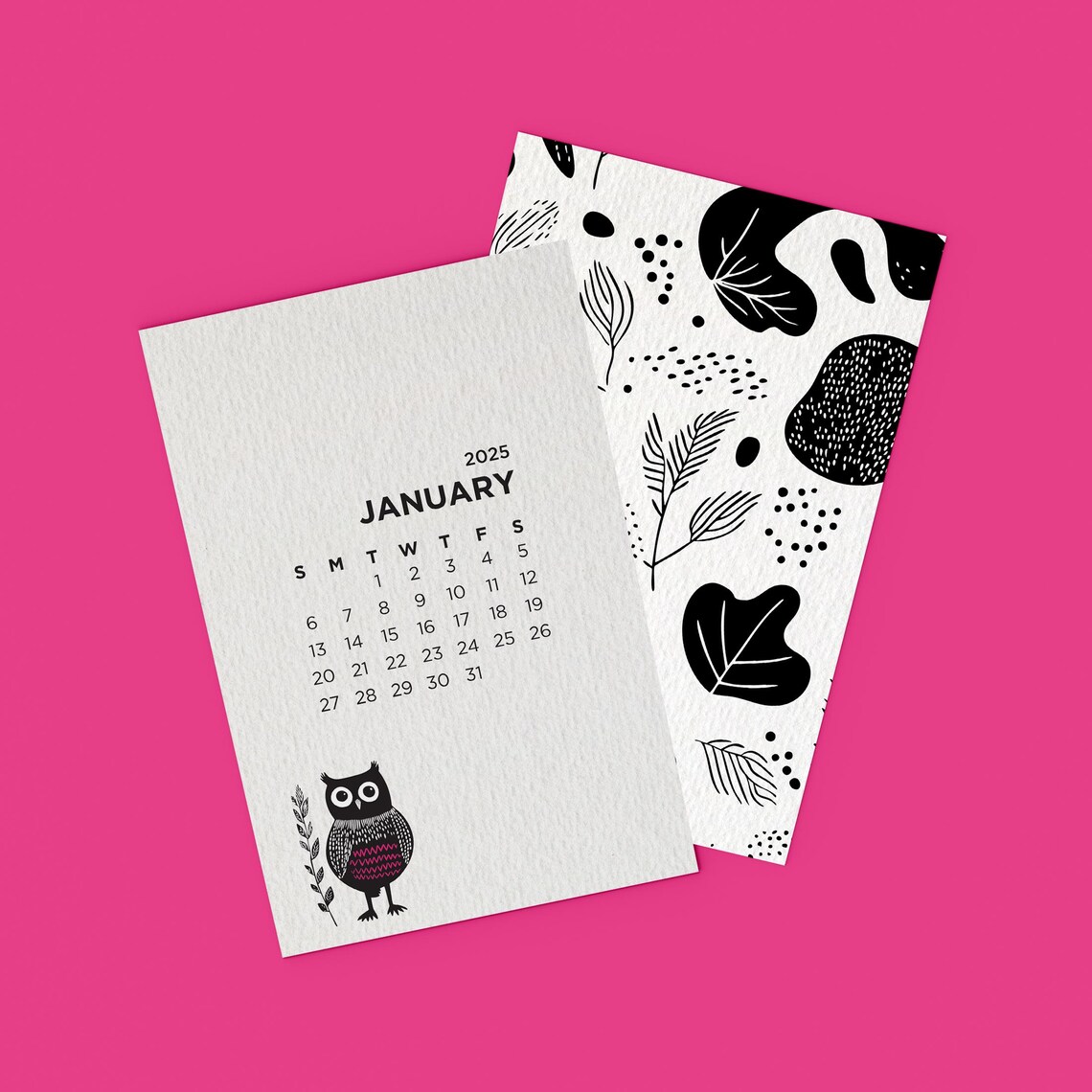 Printable Illustrated Calendar 2025 | Minimalist Letter-sized Design ...