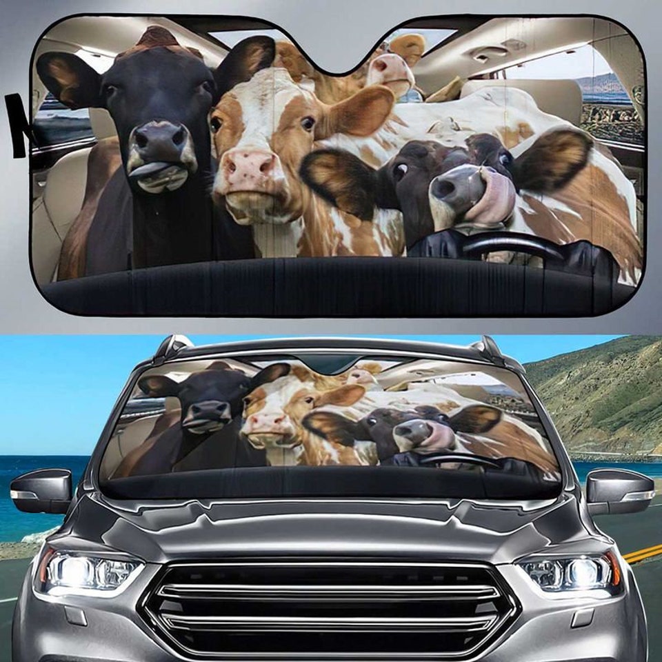 Cute Farm Cows Are Driving Car Pattern Printed Sun Shade sold by Grant ...