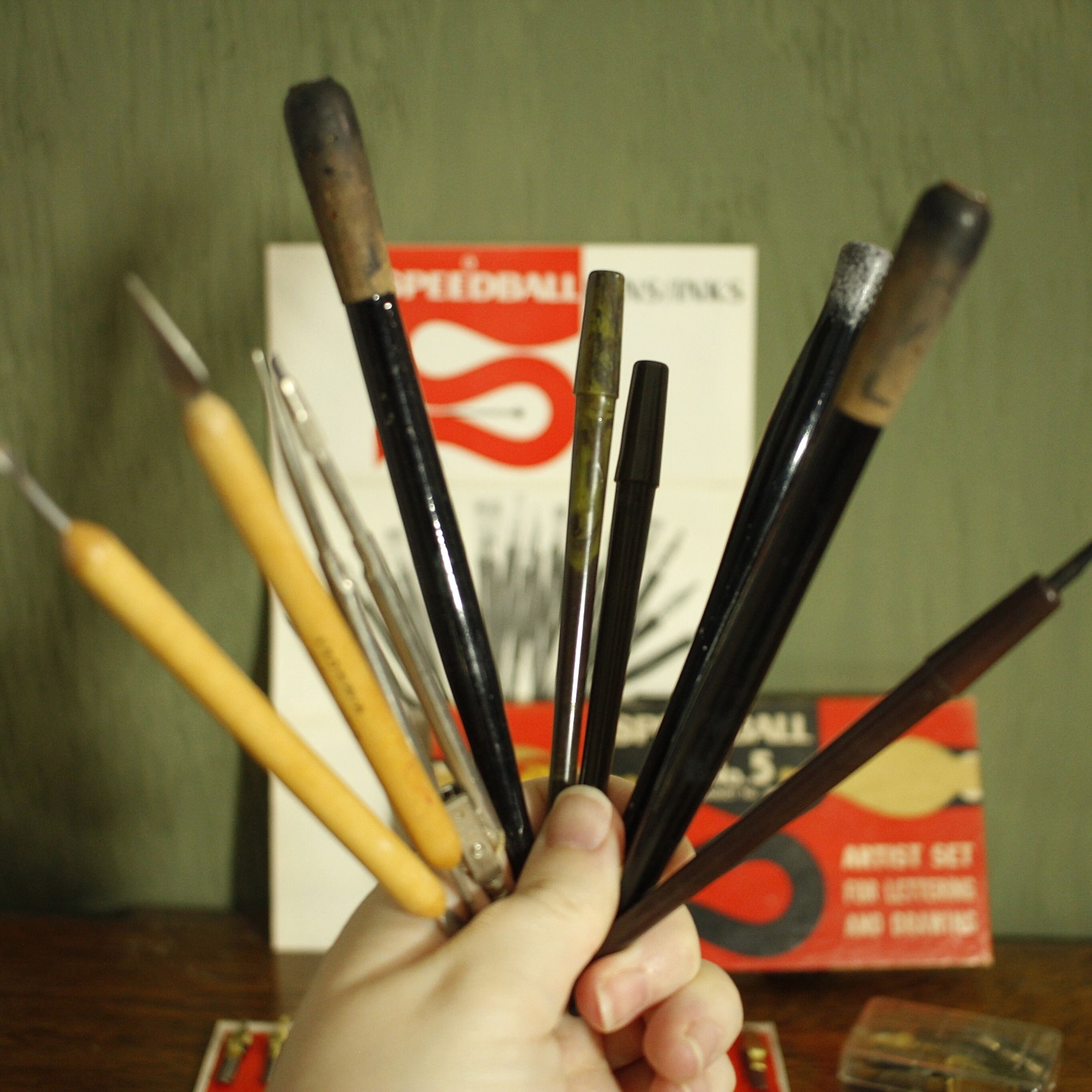 Vintage Speedball Lot of Calligraphy Pens a Pen Tips Vintage Art Supplies Vintage Quill Pen Tips ...
