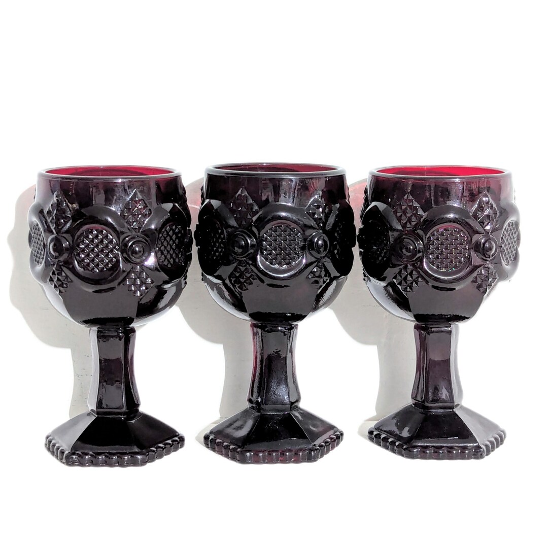 Vintage Avon Cape Cod Small Goblets Vintage Avon Ruby Red Ornate Tea ...
