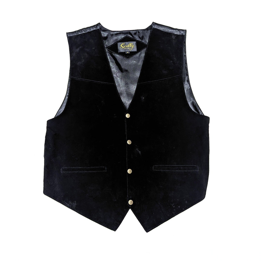 Black Suede Scully Vest Black Suede Western Vest Mens Suede Vest Black ...
