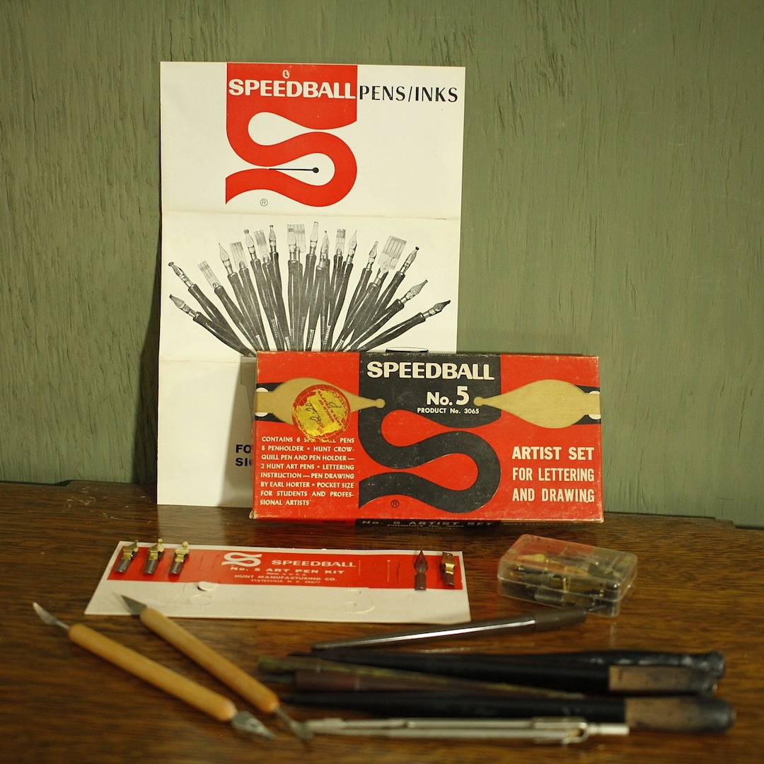 Vintage Speedball Lot of Calligraphy Pens a Pen Tips Vintage Art ...