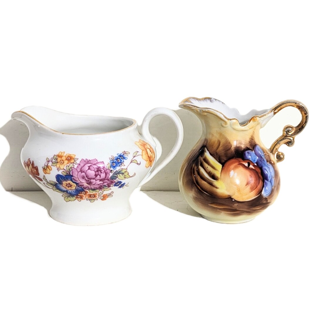 Vintage Creamer Pitchers Small Creamer Pitchers Floral Creamer Pitcher ...