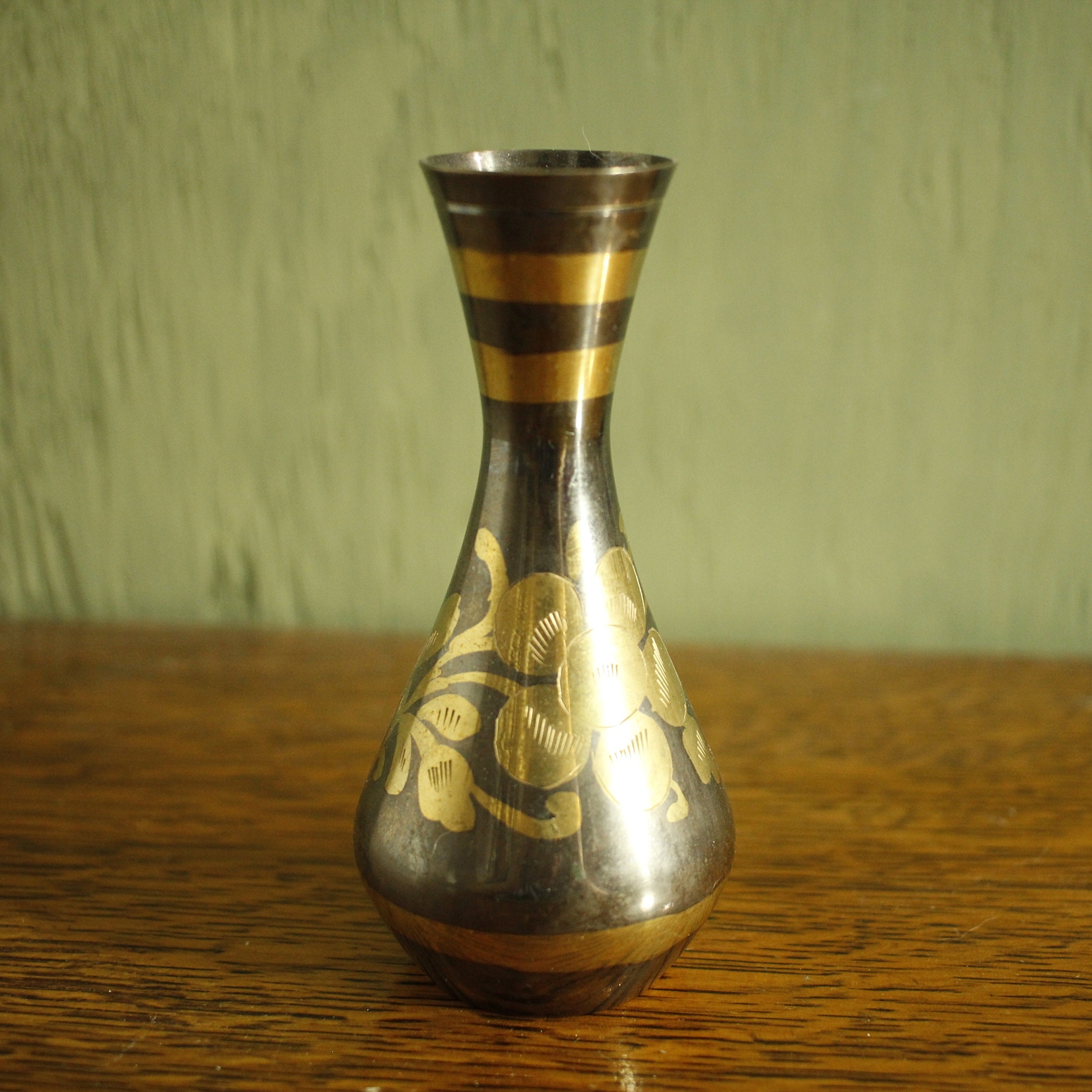 Vintage Etched Brass Bud Vase Small Metal Bud Vase Engraved Etsy