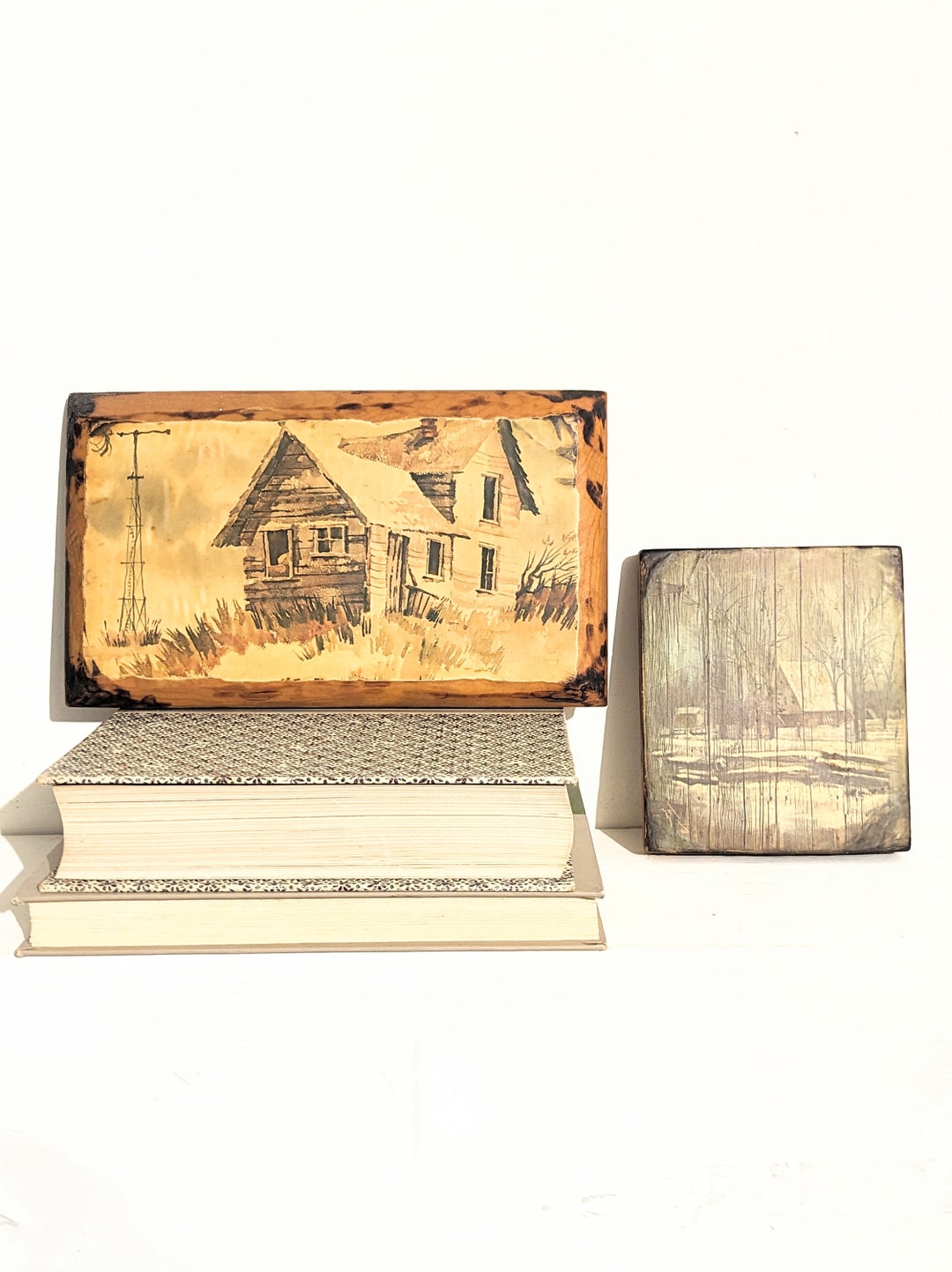 Vintage Farmhouse Decoupage Art Vintage Wood Wall Decor Vintage Rustic ...