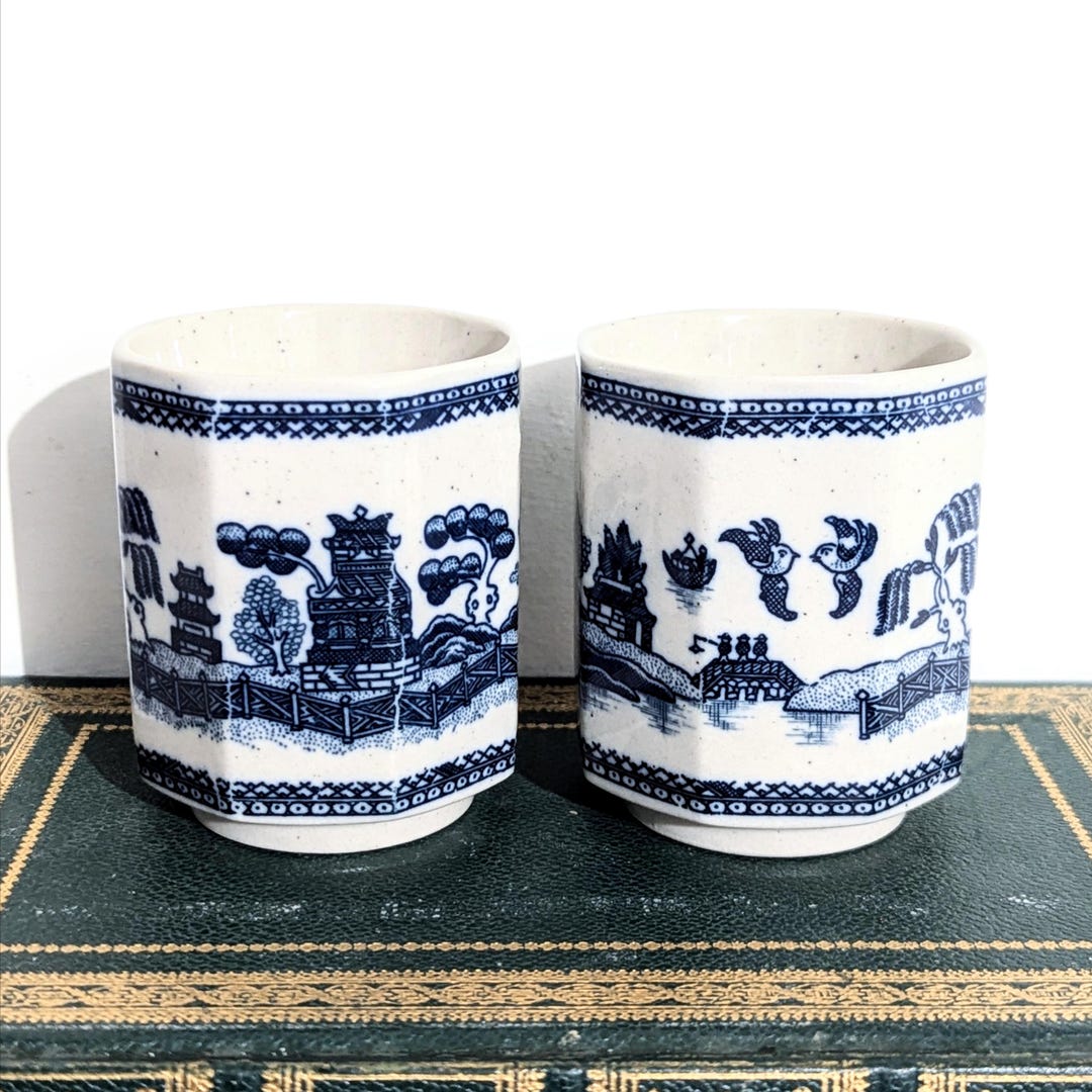 Set of 2 Pier 1 Japanese Tea Cups Pier 1 Willow Tea Cups Pier One ...