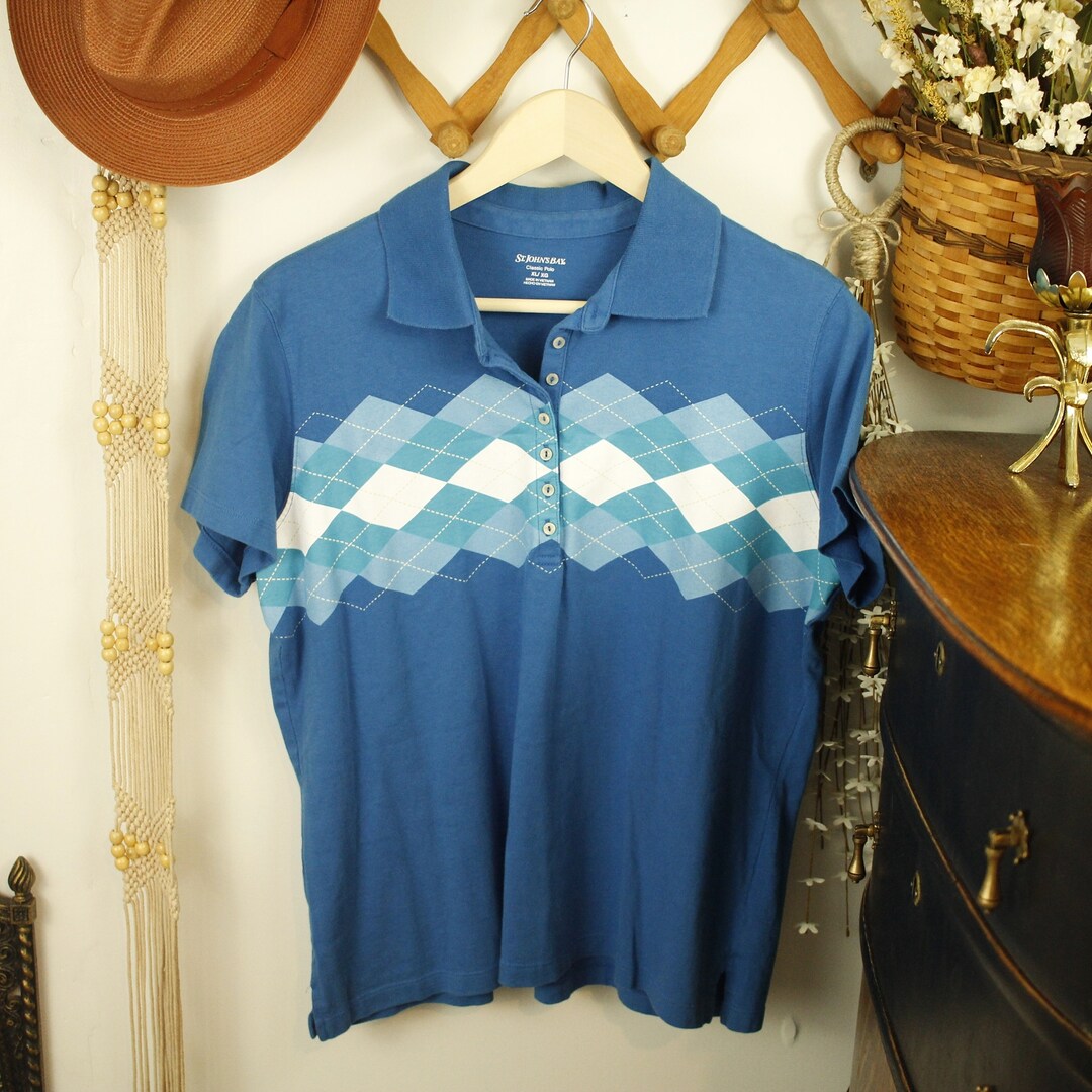 Vintage Early 2000s Y2K VSCO Argyle Printed Blue and White - Etsy