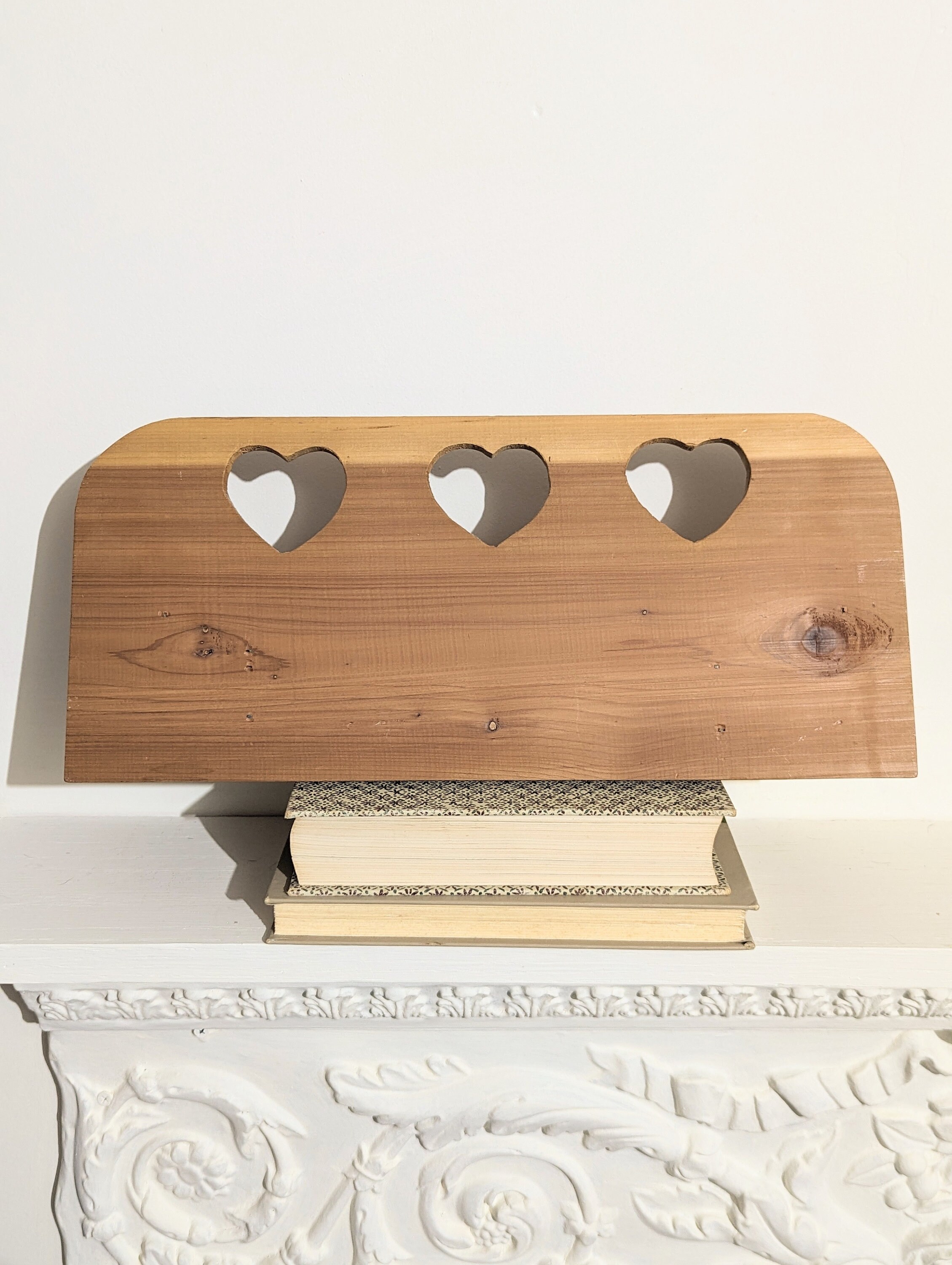 Small Wood Heart Shelf Wood Jewelry Rack Vintage Heart Shelf Wood Spice ...
