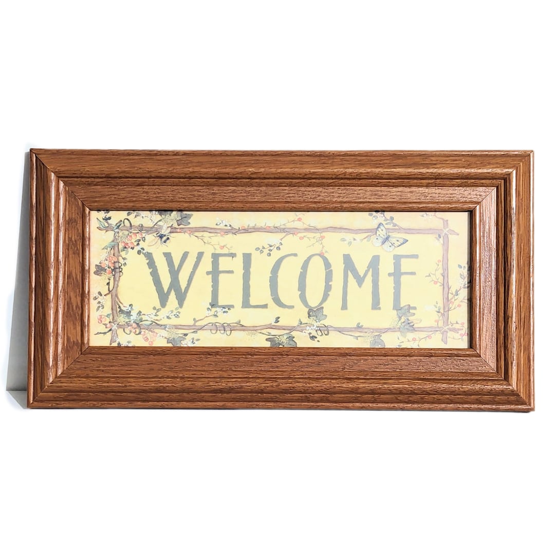 Vintage Welcome Sign Vintage Framed Welcome Print Cottagecore Welcome ...