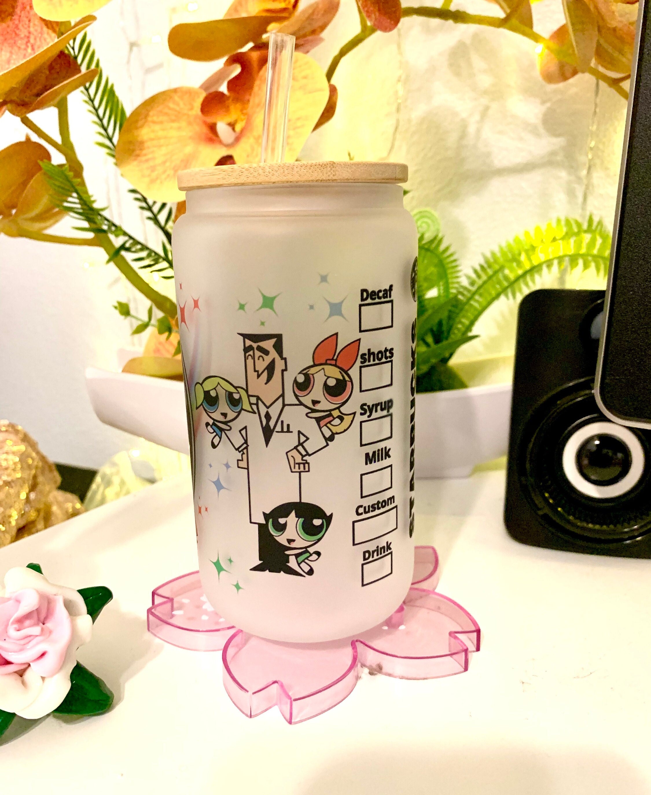 Kawaii Cute Classic Cartoon Libby Cup, 16oz Glass Tumbler / Anime ...