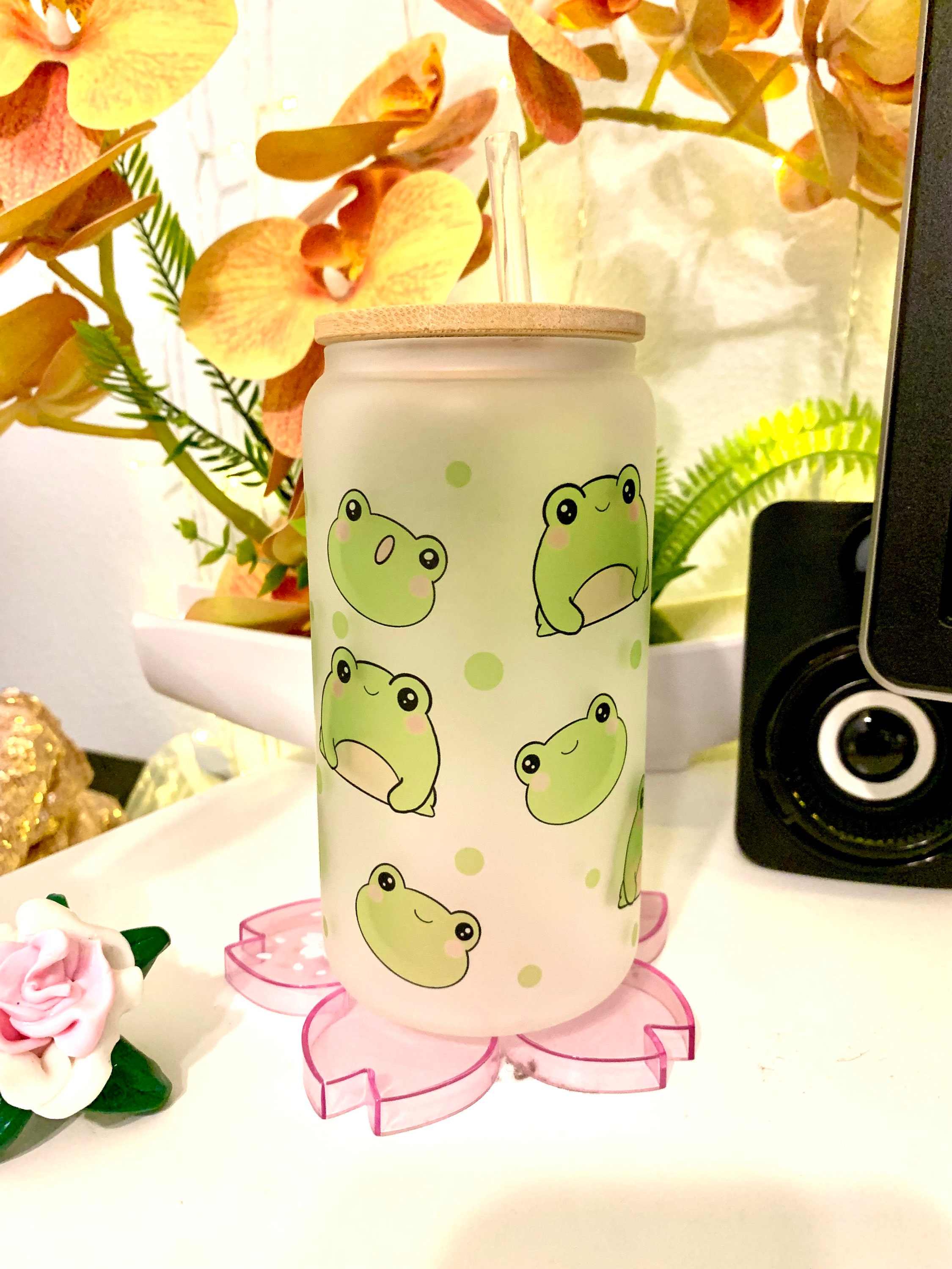 Cute Kawaii Frog Cup Glass Can Libby Cup Cute Iced Coffee - Etsy