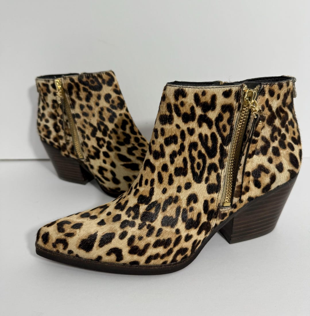 Sam Edelman-walden, Animal Print/leopard, Cow Hair, Ankle, Boots. Size ...