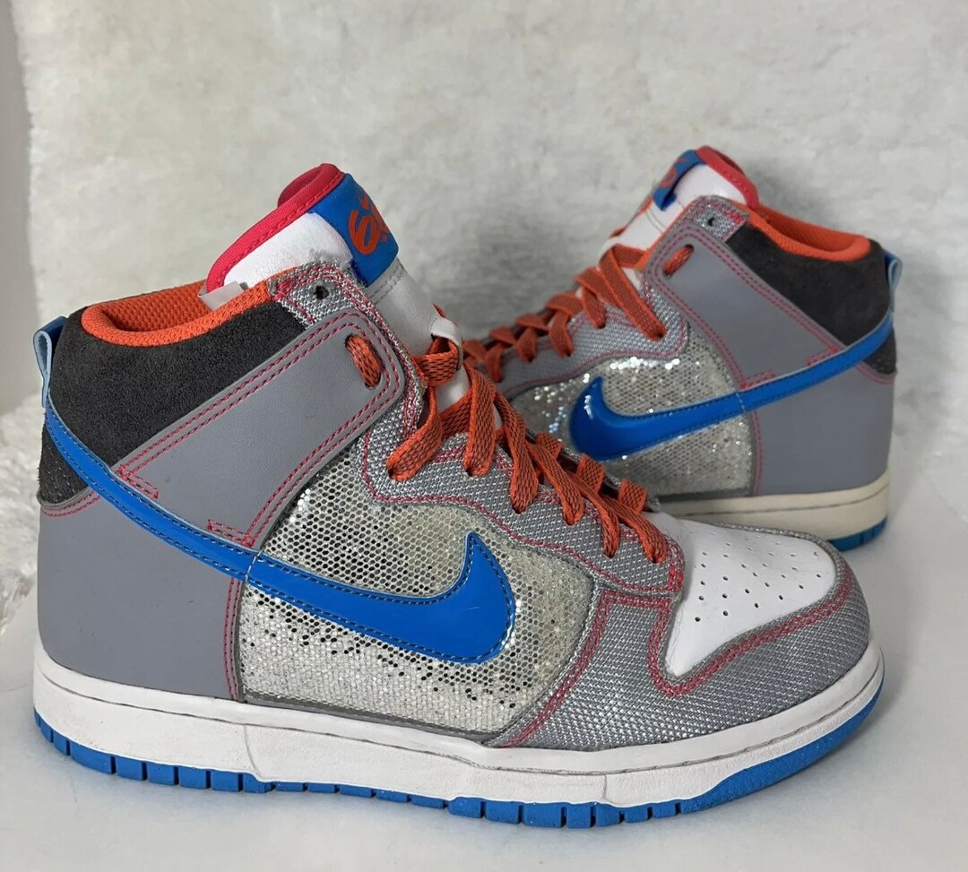 Nike-womens, Grey/sequin, 6.0 High Premium, Dunk Sneaker. Size-6 - Etsy