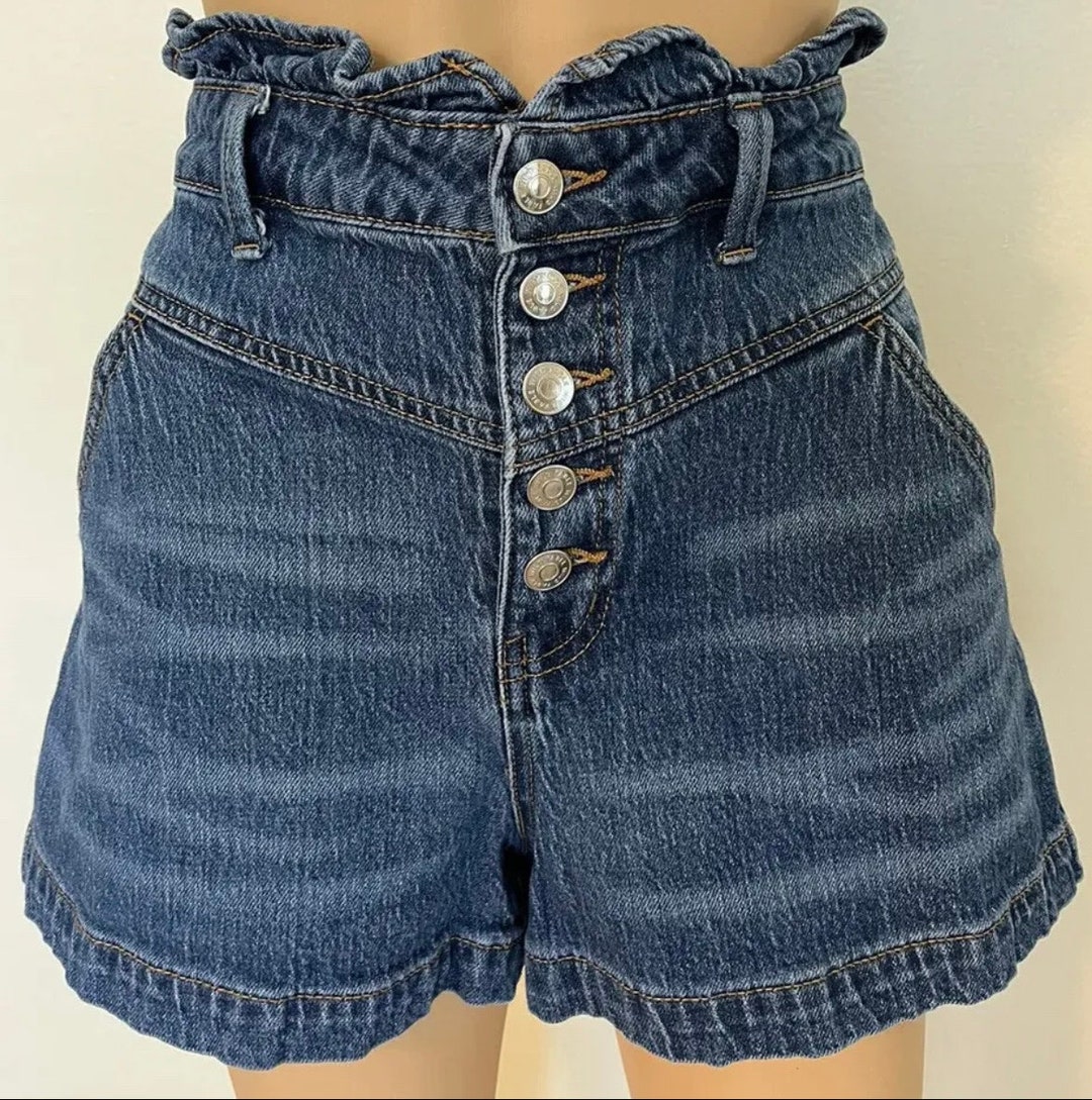 Wild Fable-blue, Denim, Button Up, Ruffle, High Rise/waist, Shorts ...