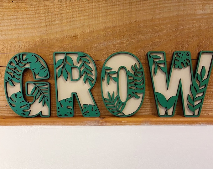 Wooden Tropical Leaf Letter Decor | Personalised Individual Name ...