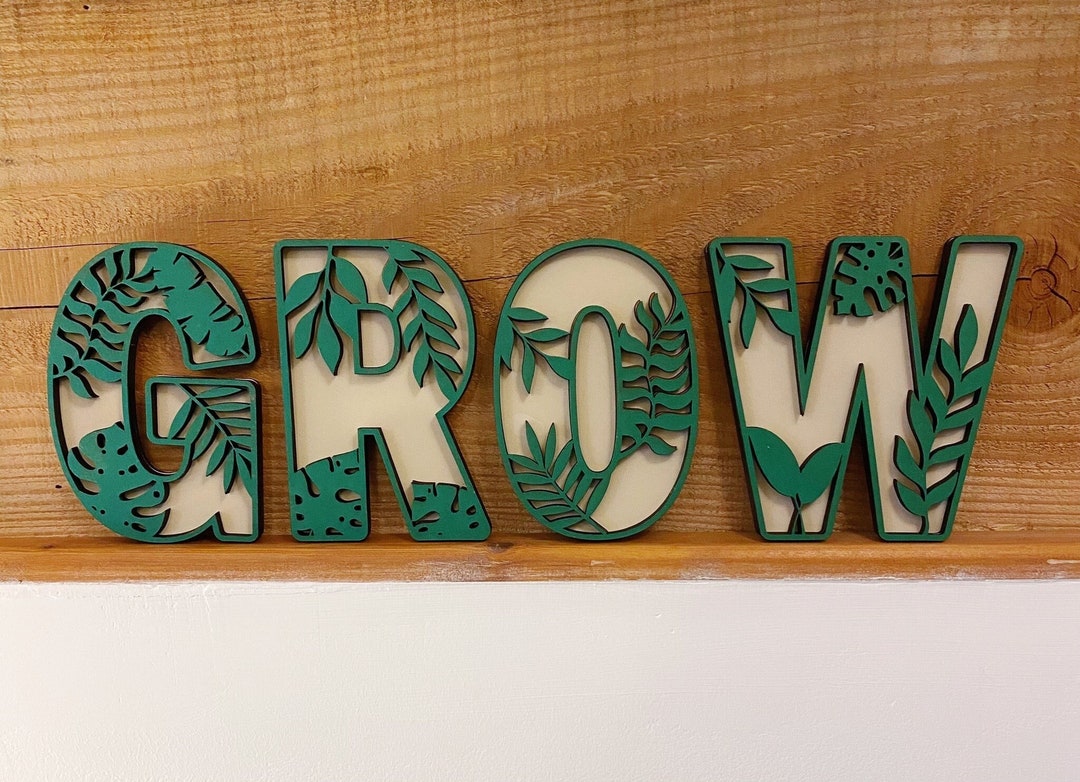 Wooden Tropical Leaf Letter Decor | Personalised Individual Name ...