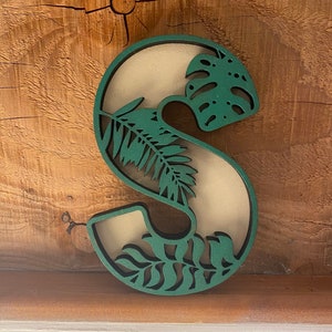 Wooden Tropical Leaf Letter Decor | Personalised Individual Name ...
