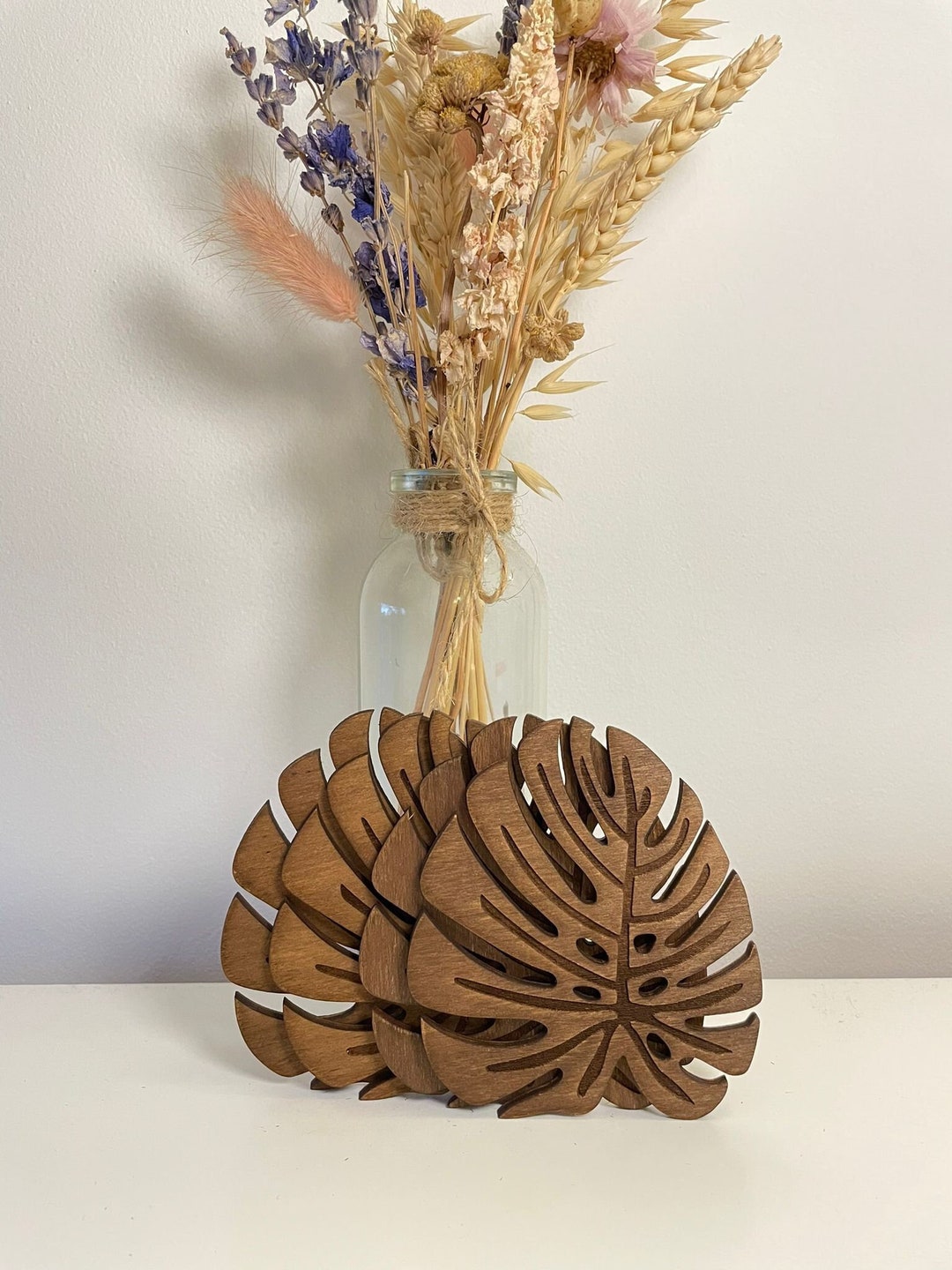 Monstera Wooden Coasters (4 Pack) | Handcrafted Botanical Drink ...