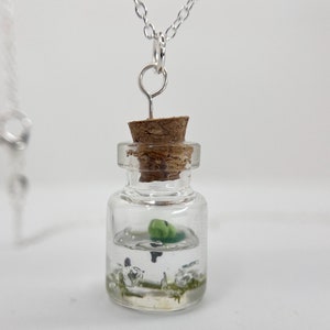 Tiny Green Frog Pond Bottle Pendant Necklace - Etsy