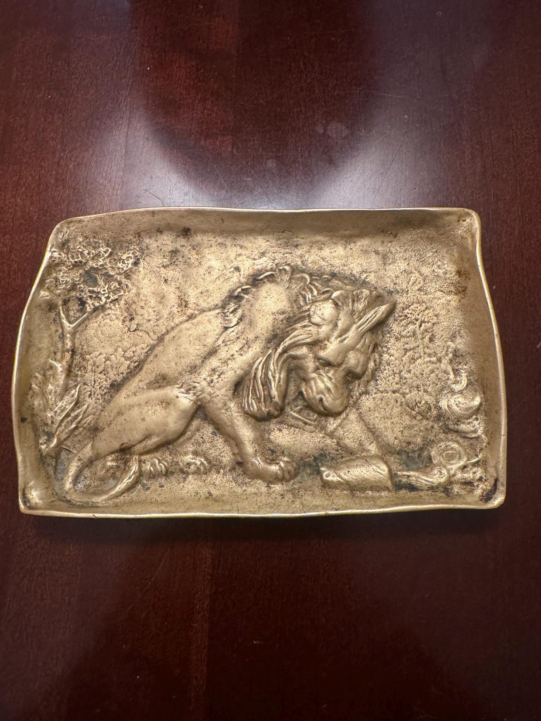 Antique Lion Tray, Ornate, High Relief, Bronze or Brass. J. B. Mccoy ...