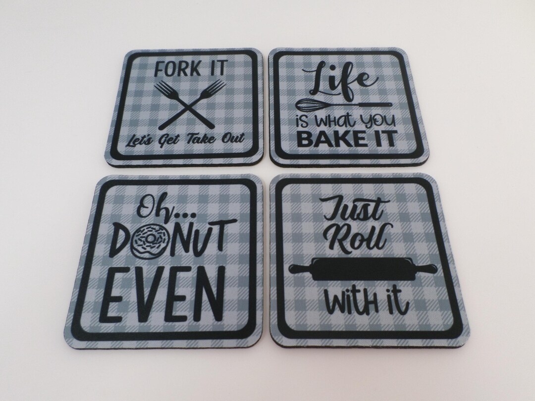 Funny Kitchen Quotes Coasters Set of 4 Collection 2 - Etsy