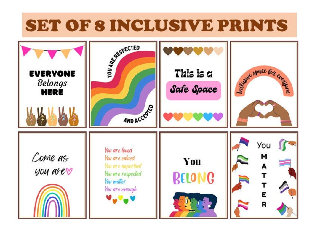 8 Inclusive Therapist Office Posters | Safe Space Diversity Wall Art ...