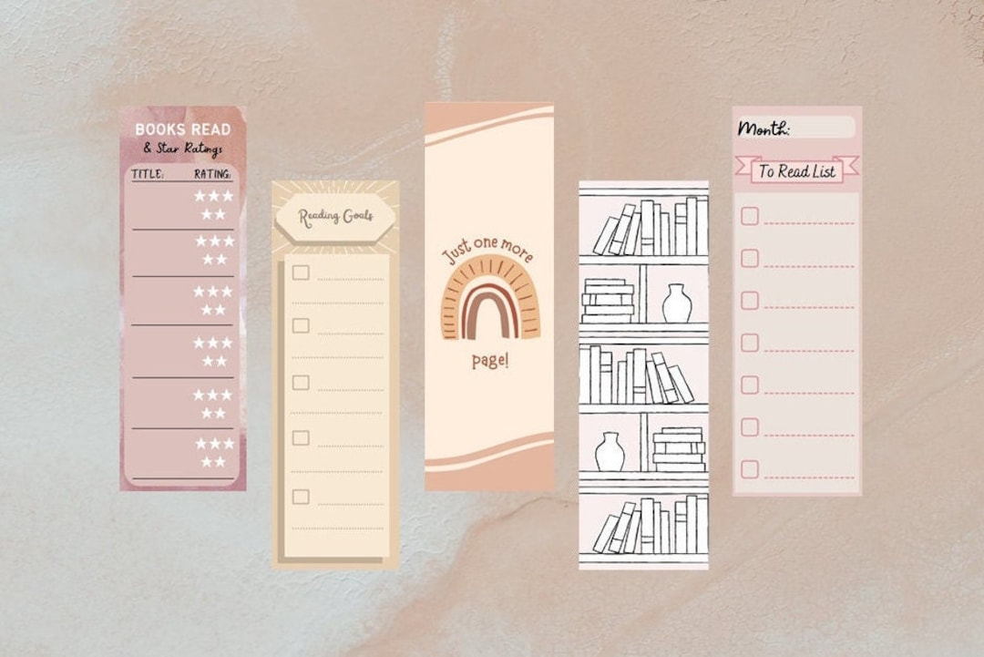 5 Printable Reading Habit Tracker Bookmarks | Instant Download ...