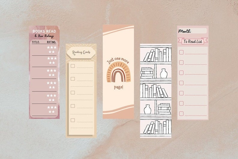 5 Printable Reading Habit Tracker Bookmarks | Instant Download ...