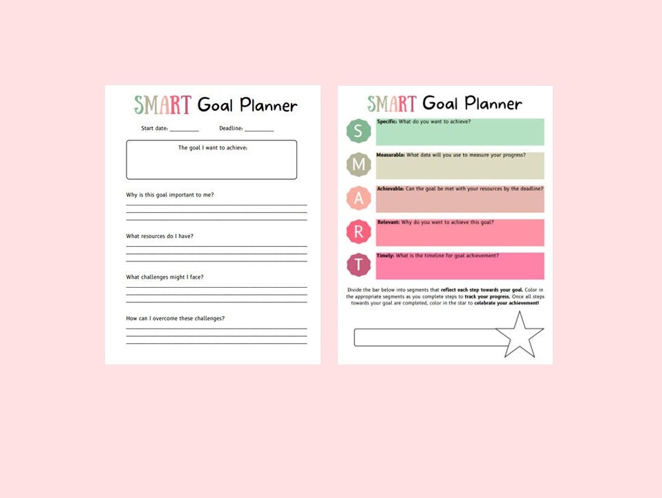 SMART Goal Setting Worksheet Printable | SMART Goals Template | Instant ...