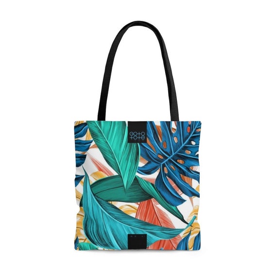 Tote Bag With Neon Tropical Leaf Design Model No. XI Gift - Etsy