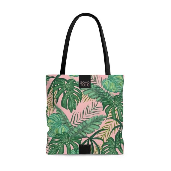 Tote Bag With Neon Tropical Leaf Design Model No. IX Gift - Etsy