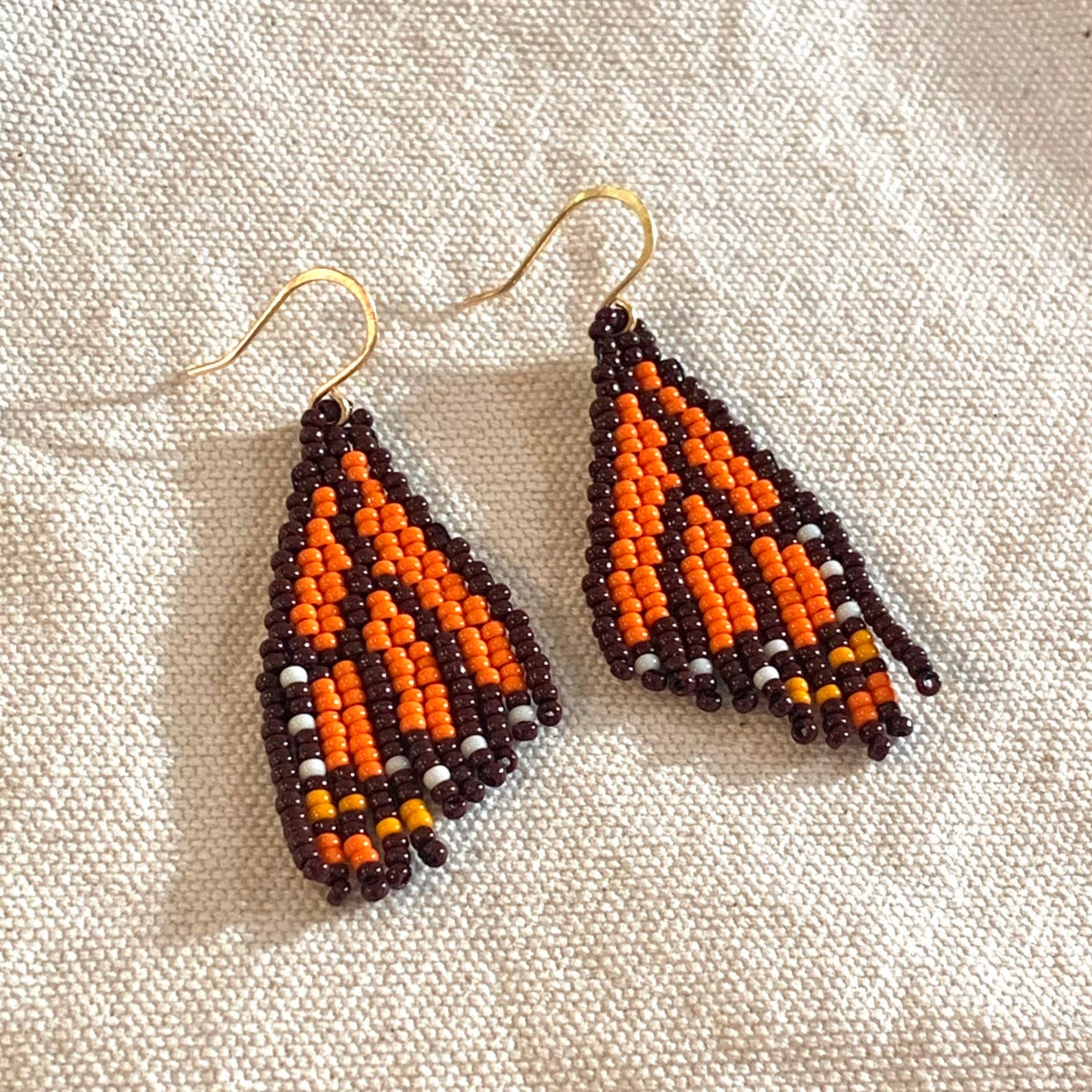 The MINI MONARCH // Handwoven Seed Bead Fringe Earrings - Etsy